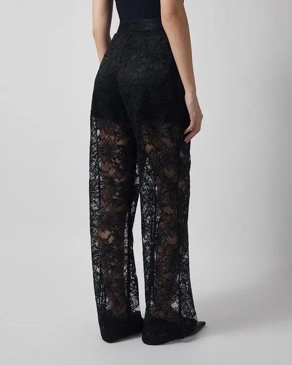 Sportmax Floral Lace Trousers - Black