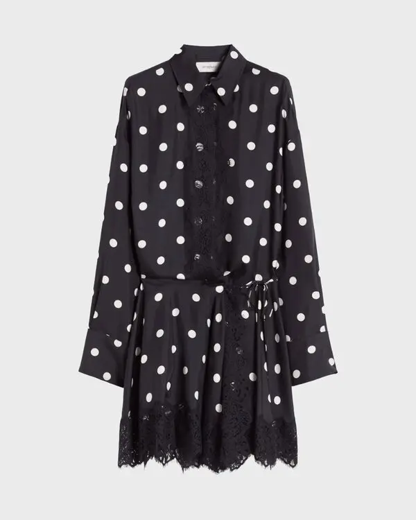 Sportmax Dress Lace-detail Polka Dot Mini - Black