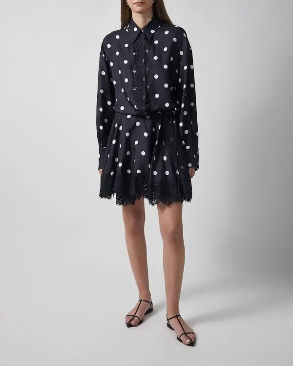 Sportmax Polka Dot Lace-detail Shirt Dress