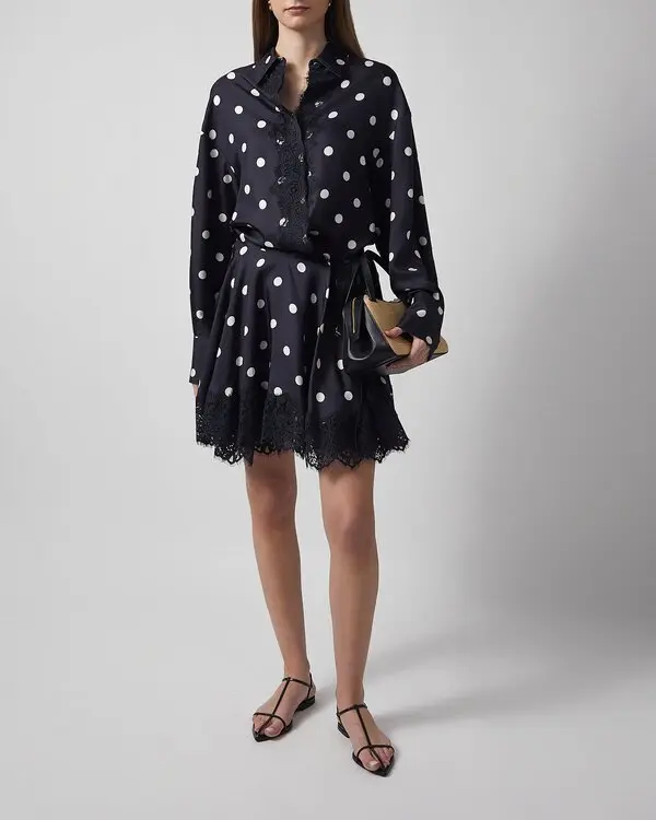 Sportmax Polka Dot Lace-detail Shirt Dress