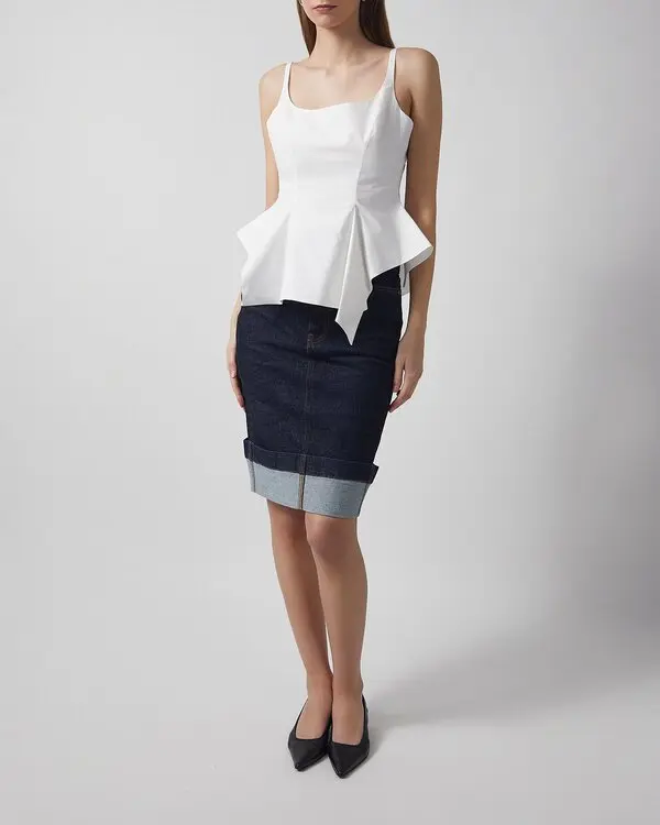 Khaite Sleeveless Peplum Top - Chalk