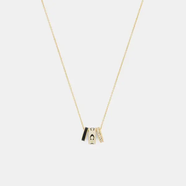 COACH Repeated C Rondelle Necklace - Gold/chalk