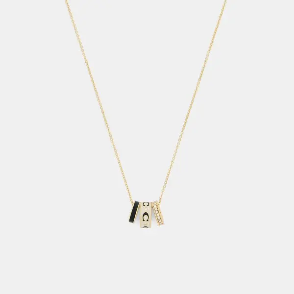 COACH Repeated C Rondelle Necklace - Gold/chalk