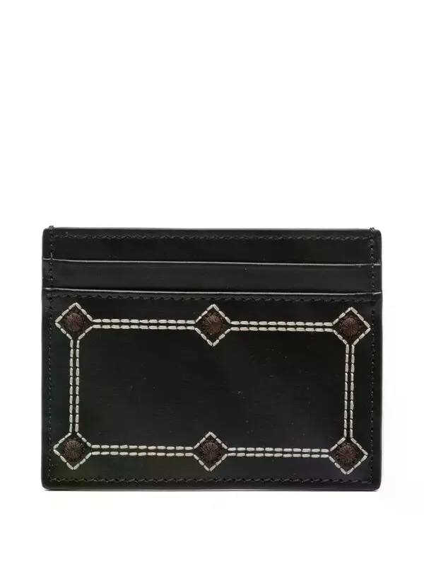 Etro Embroidered Leather Cardholder - Black