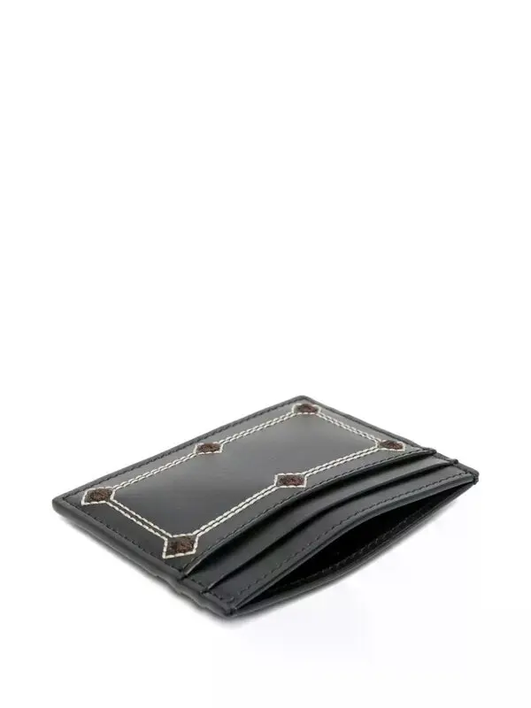 Etro Embroidered Leather Cardholder - Black