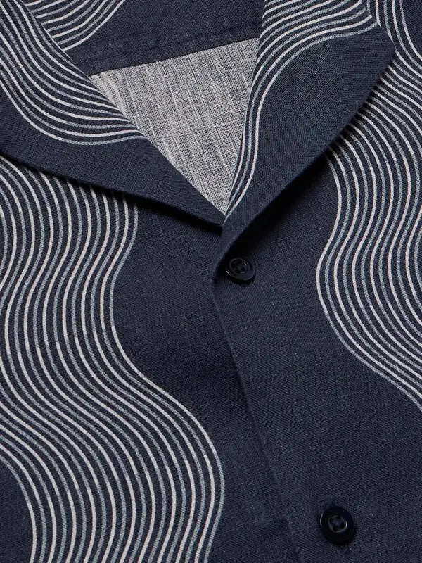 Frescobol Carioca Roberto Camp-collar Striped Linen Shirt - Blue