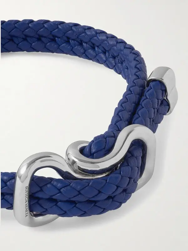 Bottega Veneta Braided Leather And Sterling Silver Bracelet