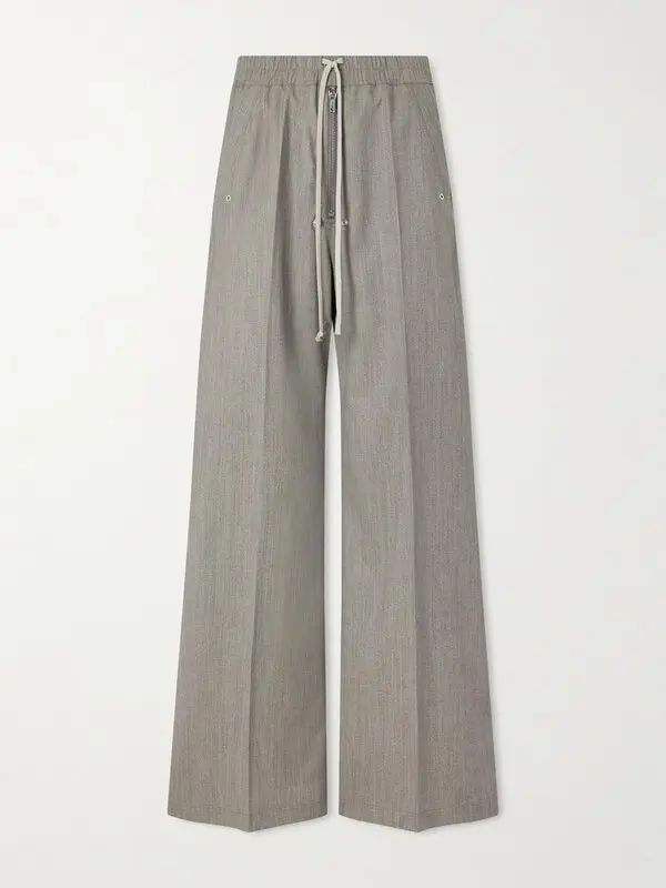 Rick Owens Wide-leg Wool Drawstring Trousers - Gray