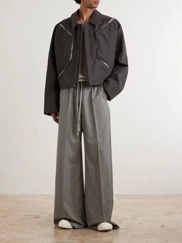 Rick Owens Wide-leg Wool Drawstring Trousers - Gray