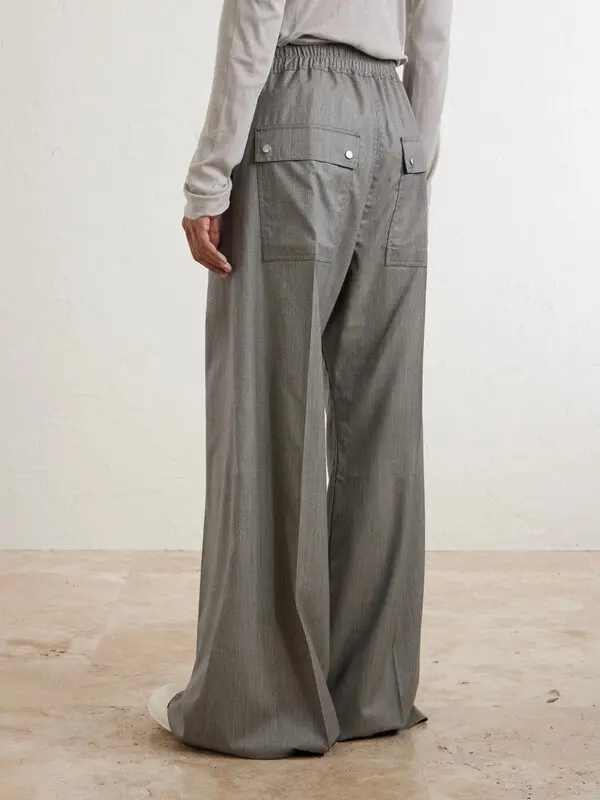 Rick Owens Wide-leg Wool Drawstring Trousers - Gray
