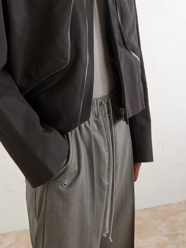 Rick Owens Wide-leg Wool Drawstring Trousers - Gray