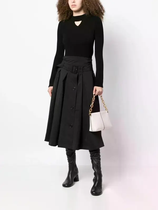 J KOO Ribbed-knit Cut-out Sweater