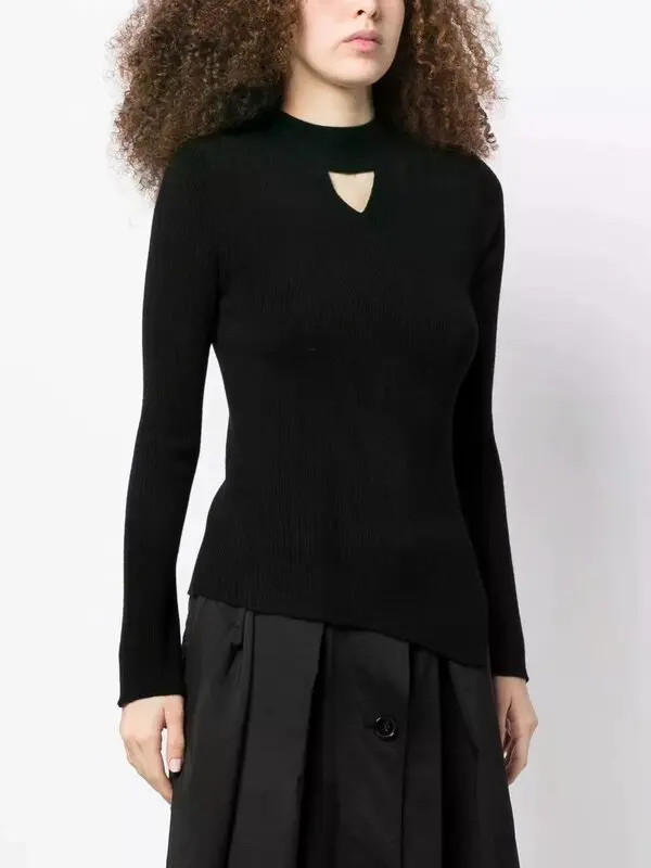 J KOO Ribbed-knit Cut-out Sweater