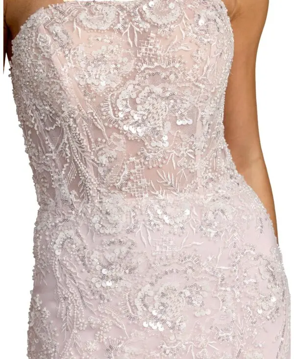 Mac Duggal Strapless Embroidered Mermaid Gown With 3d Floral Appliqués