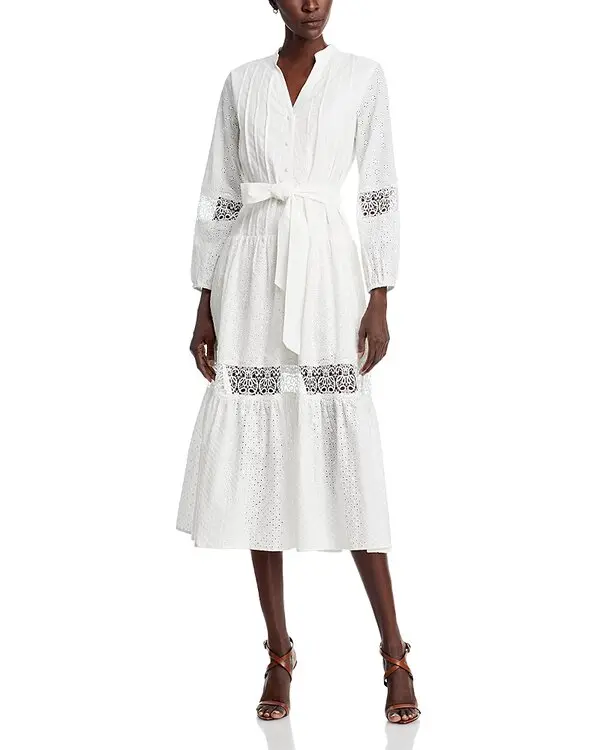 AREA STARS Eyelet Embroidered Midi Dress