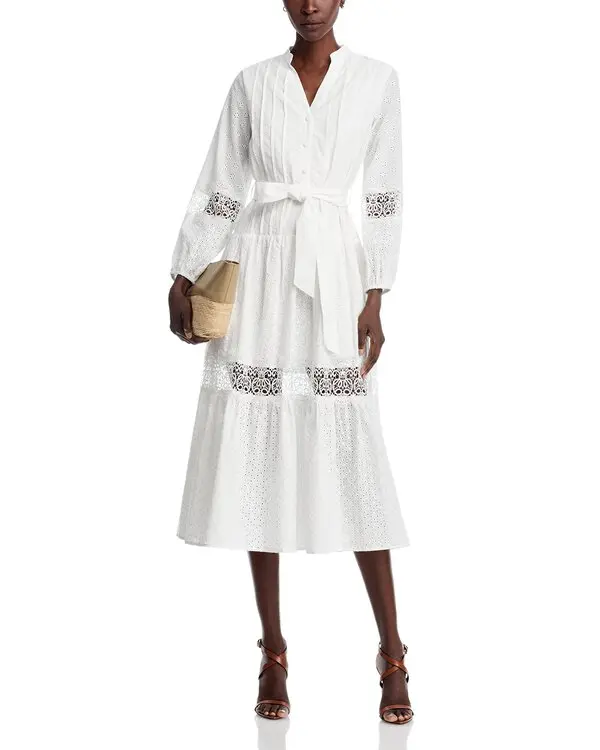 AREA STARS Eyelet Embroidered Midi Dress