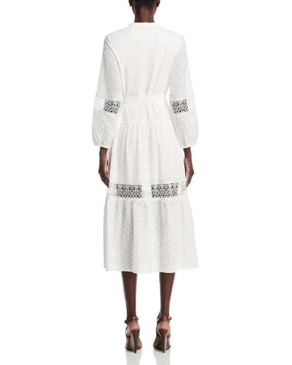 AREA STARS Eyelet Embroidered Midi Dress