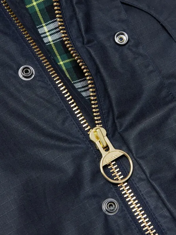 Barbour Beaufort Spectator Corduroy-trimmed Waxed-cotton Ripstop Jacket - Blue