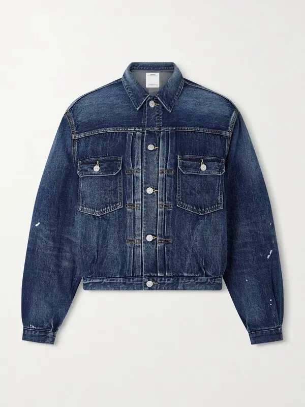 Visvim Social Sculpture 101 X Dmgd-1010 Cropped Distressed Selvedge Denim Jacket - Blue