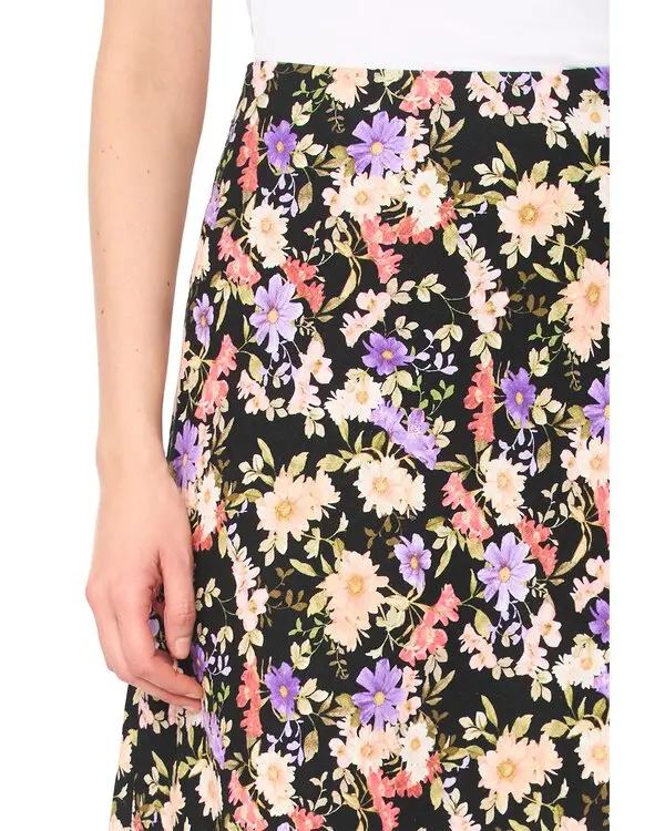 CECE DUPRAZ Floral Print Bias Midi Skirt - Rich Black
