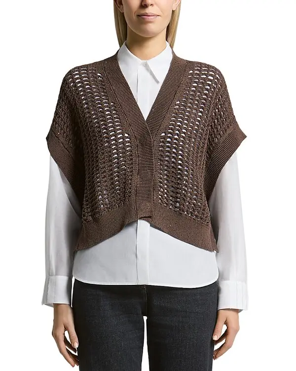 Peserico Cropped Cotton Cardigan