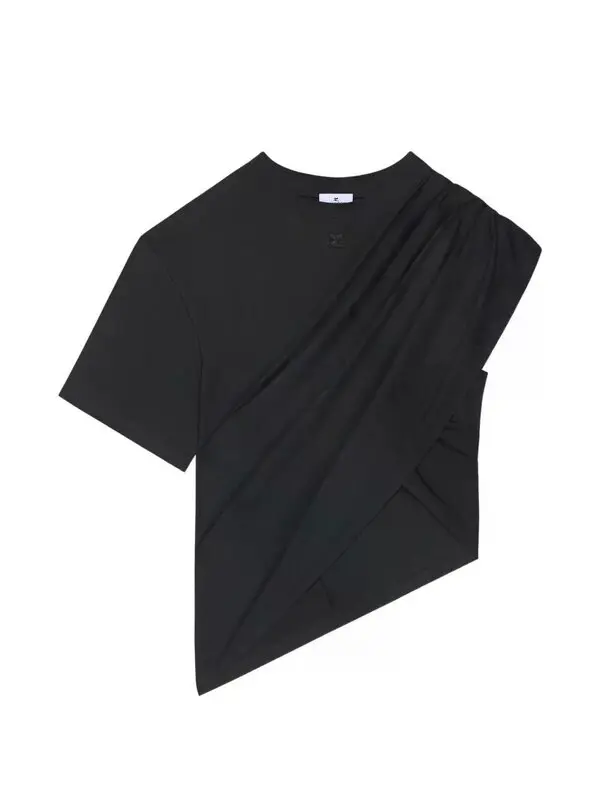 COURREGES Asymmetric Draped T-shirt - Black