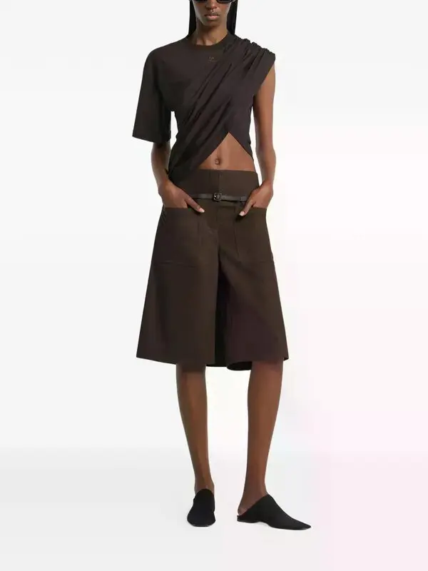 COURREGES Asymmetric Draped T-shirt - Brown