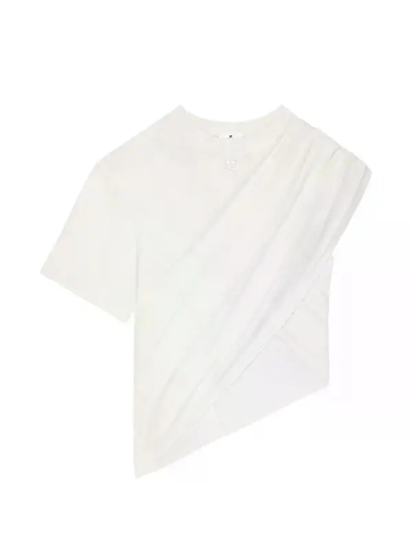 COURREGES Asymmetrical-sleeve T-shirt - White