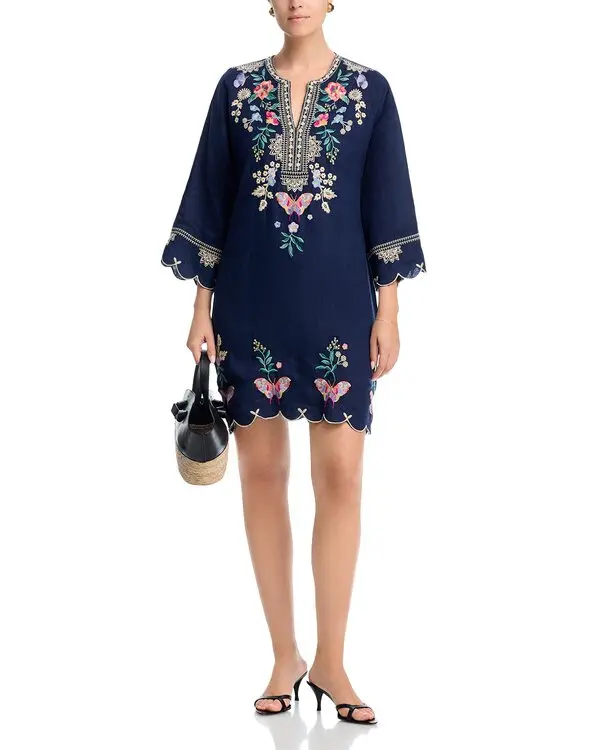 Johnny Was Linen Scallop Dress