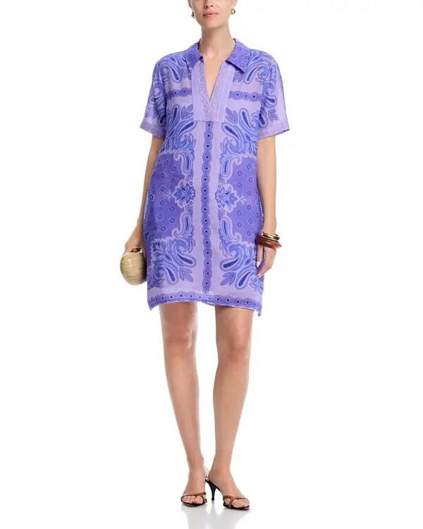 Johnny Was Paisley Print Henley Dress