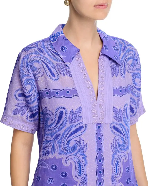 Johnny Was Paisley Print Henley Dress