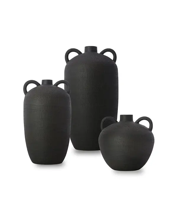 SURYA Acanceh Vase, Set Of 3 - Black