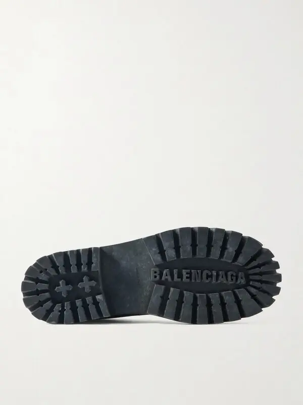 Balenciaga Nubuck-trimmed Suede Lace-up Boots - Brown