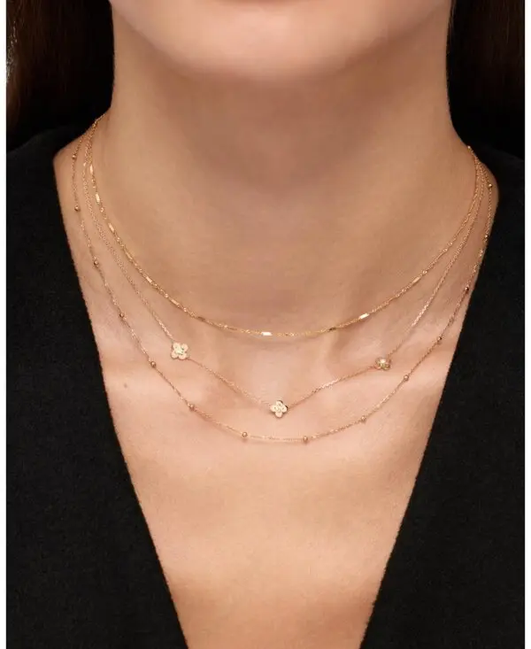 ANA LUISA Solid Gold Flower Station Necklace - Gold/diamond