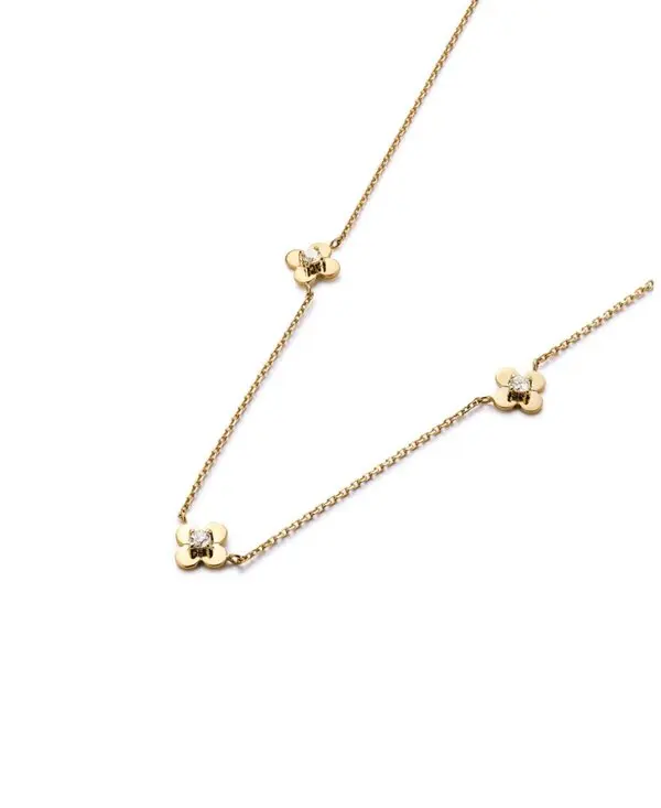 ANA LUISA Solid Gold Flower Station Necklace - Gold/diamond
