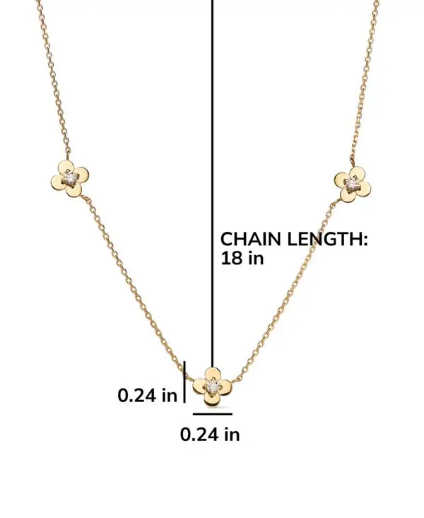 ANA LUISA Solid Gold Flower Station Necklace - Gold/diamond