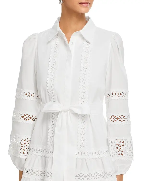 LAYERED WITH LOVE Aubrey Embroidered Tie Front Shirt Dress