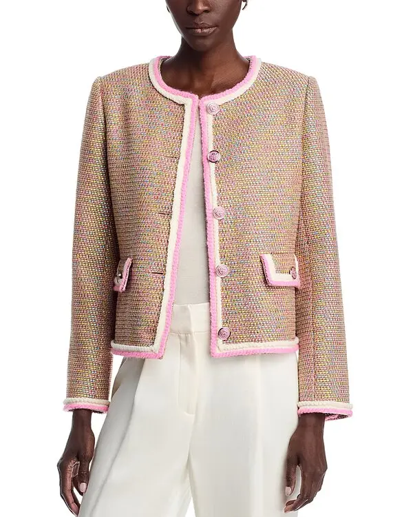 T Tahari Braided Trim Button Down Jacket