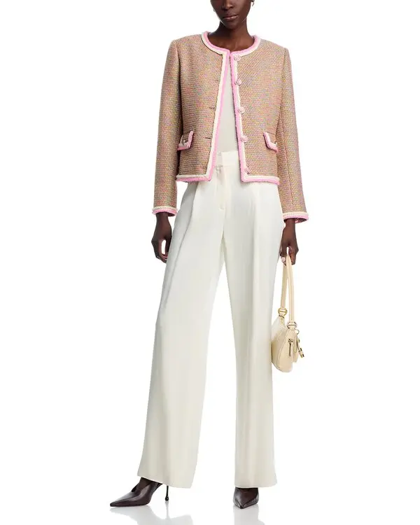 T Tahari Braided Trim Button Down Jacket