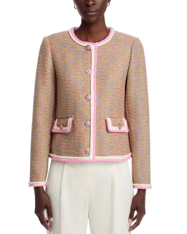 T Tahari Braided Trim Button Down Jacket