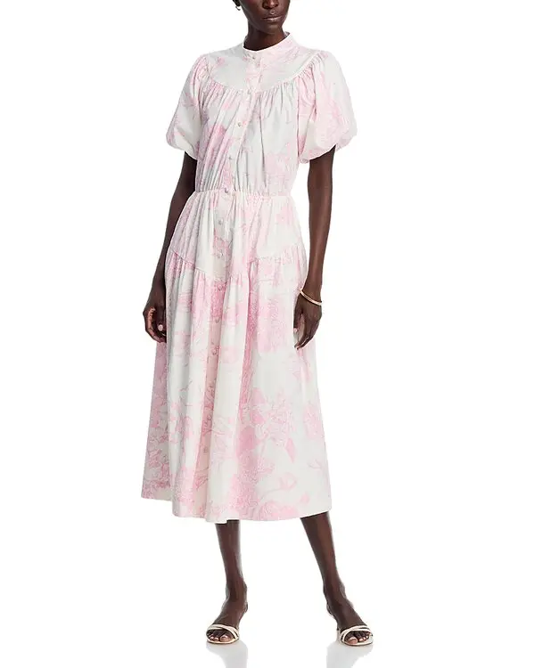 T Tahari Button-down Midi Dress With Floral Print - Etheral Garden
