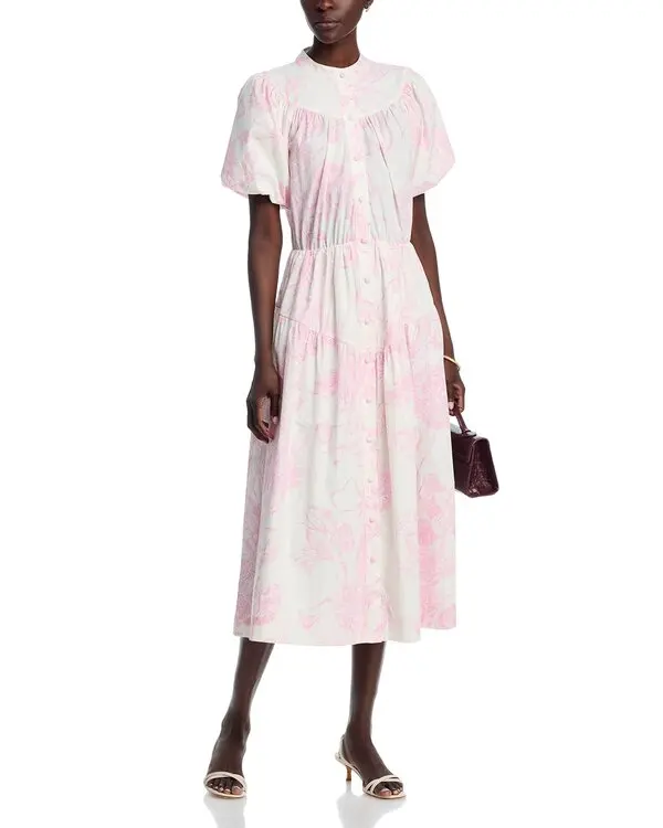 T Tahari Button-down Midi Dress With Floral Print - Etheral Garden