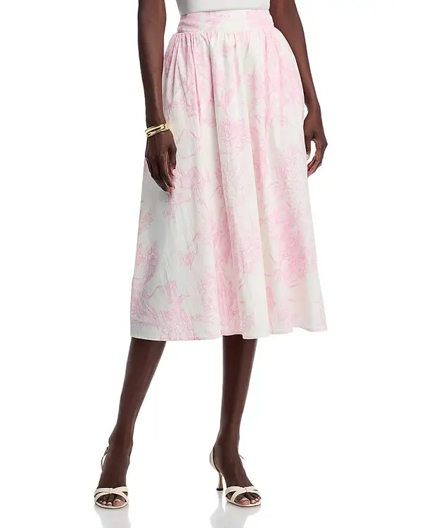 T Tahari Pull On Printed Midi Skirt - Etheral Garden