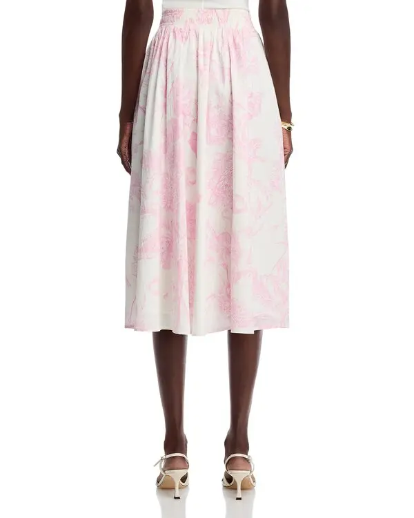T Tahari Pull On Printed Midi Skirt - Etheral Garden