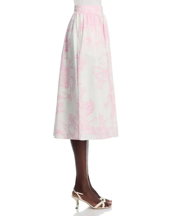 T Tahari Pull On Printed Midi Skirt - Etheral Garden