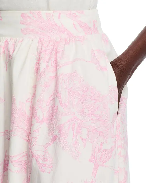 T Tahari Pull On Printed Midi Skirt - Etheral Garden