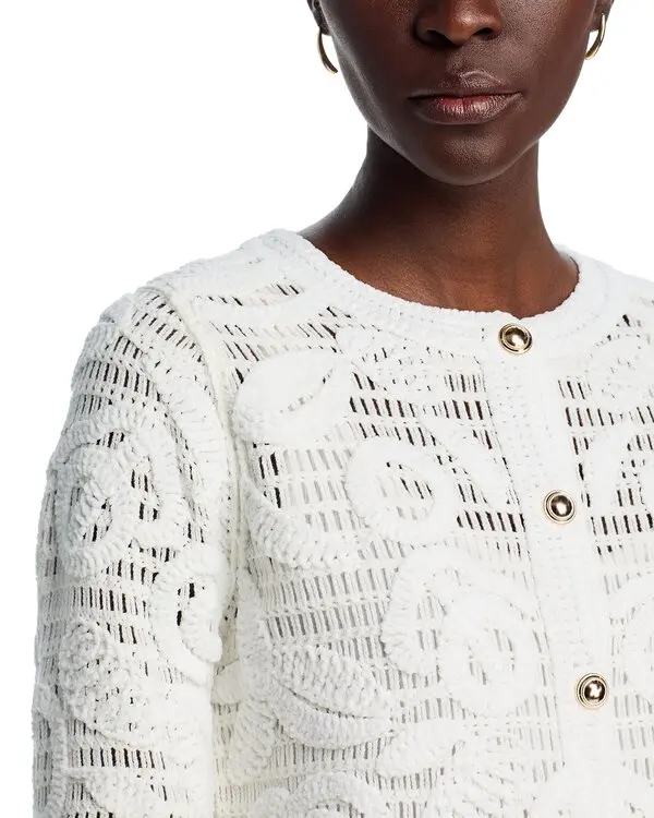 T Tahari Novelty Crochet Button-front Cardigan