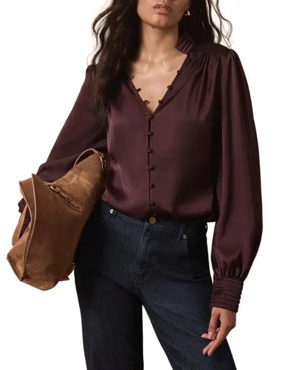 Mint Velvet Satin Long Sleeve Blouse