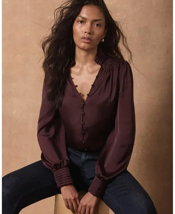 Mint Velvet Satin Long Sleeve Blouse