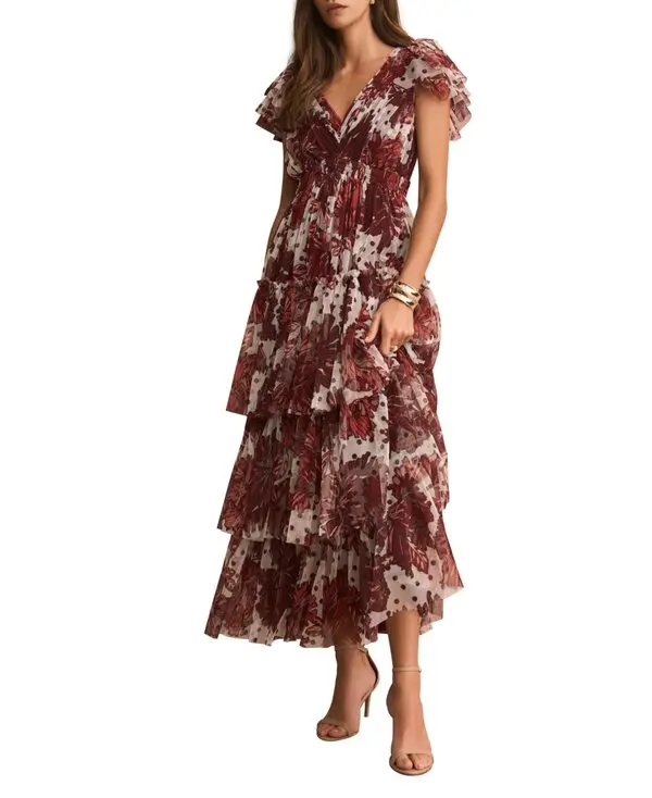 Mint Velvet Floral Print Tulle Midi Dress
